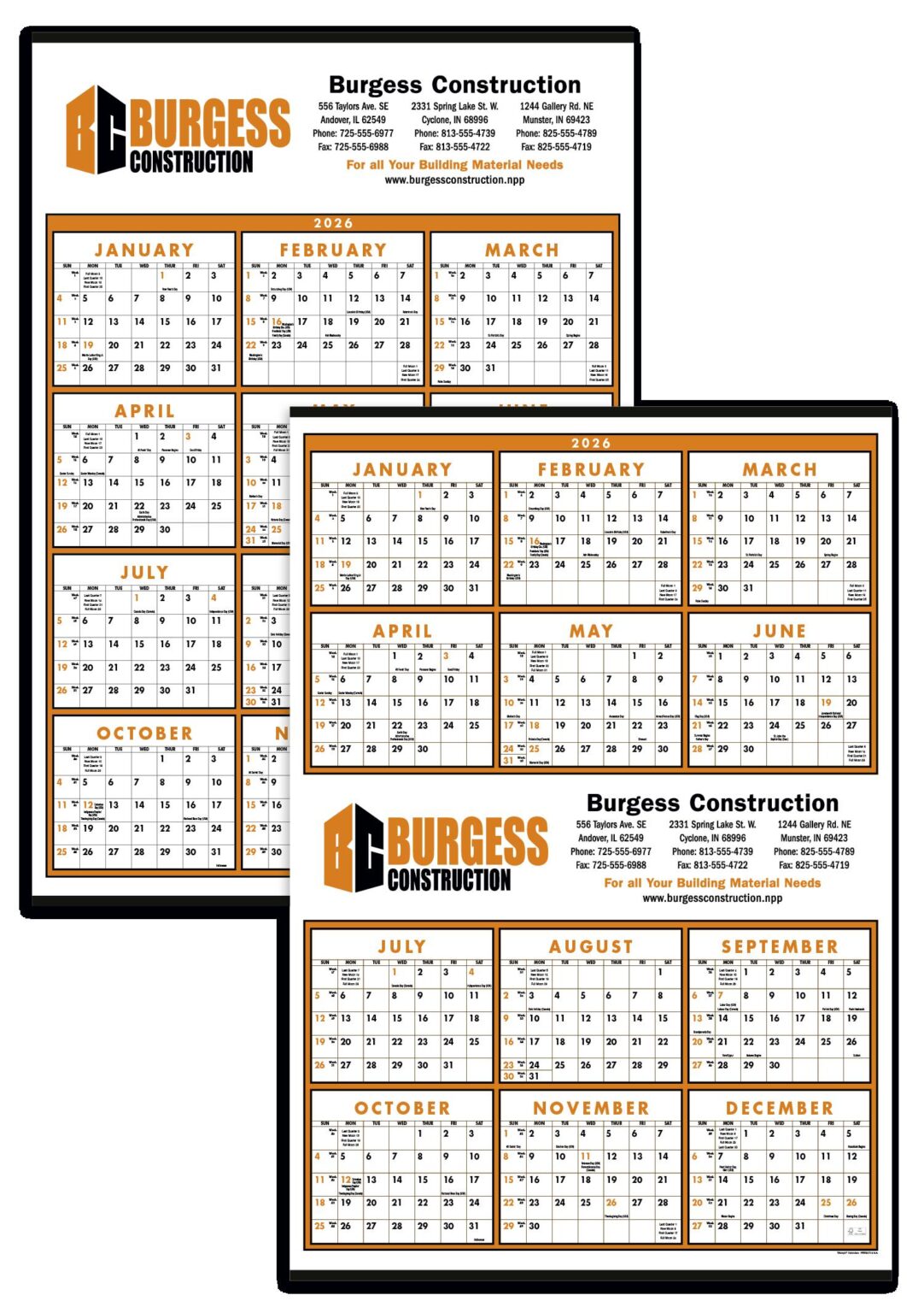Triumph® Calendars Small Quantity Custom Span-A-Year Calendar - PrintMagic